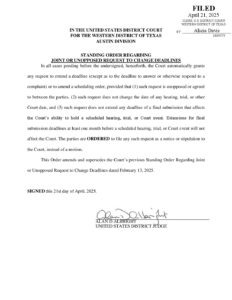 U.S. District Judge Alan Albright (AU): Standing Order Regarding Joint ...